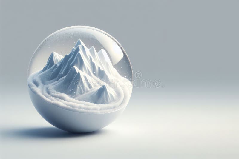 Glass Ball with Mountains Covered with Snow. Place for Text. Stock ...