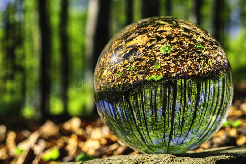 Glass ball in nature stock photo. Image of beauty, horizontal - 149823506