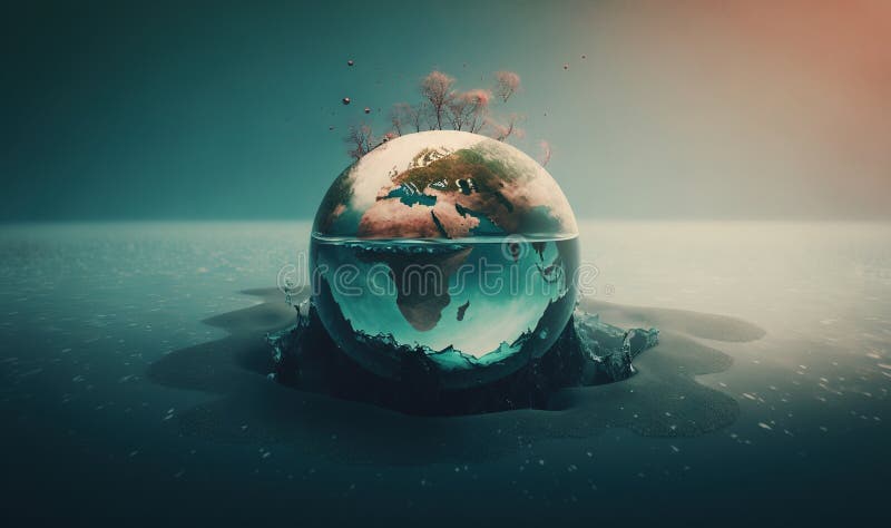 A Glass Ball with a Picture of the Earth in it Stock Illustration ...