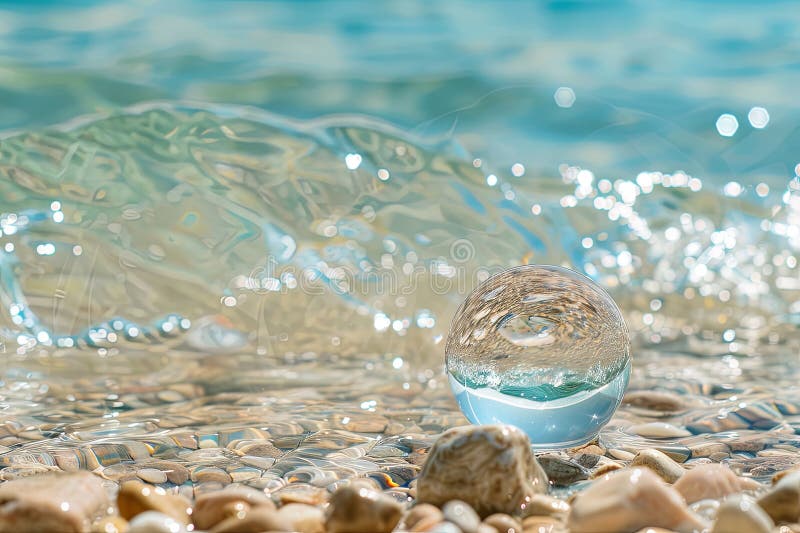 Glass Ball on Sandy Beach stock photo. Image of beachgoers - 312145948