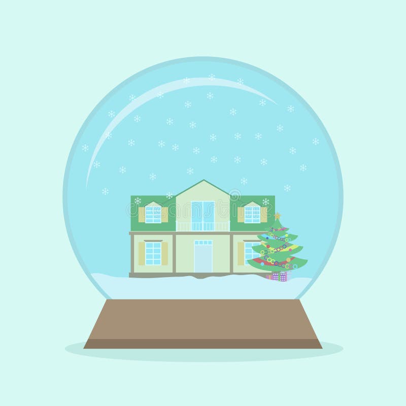 Glass ball with snow stock vector. Illustration of holiday - 90417320
