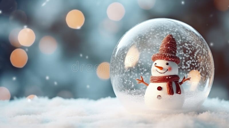 Glass Ball on Snow with Snowman Inside for Christmas. Generative AI ...