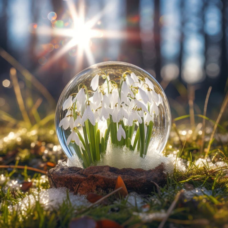 A Glass Ball Sitting on Top of Snow Covered Ground Stock Image - Image ...