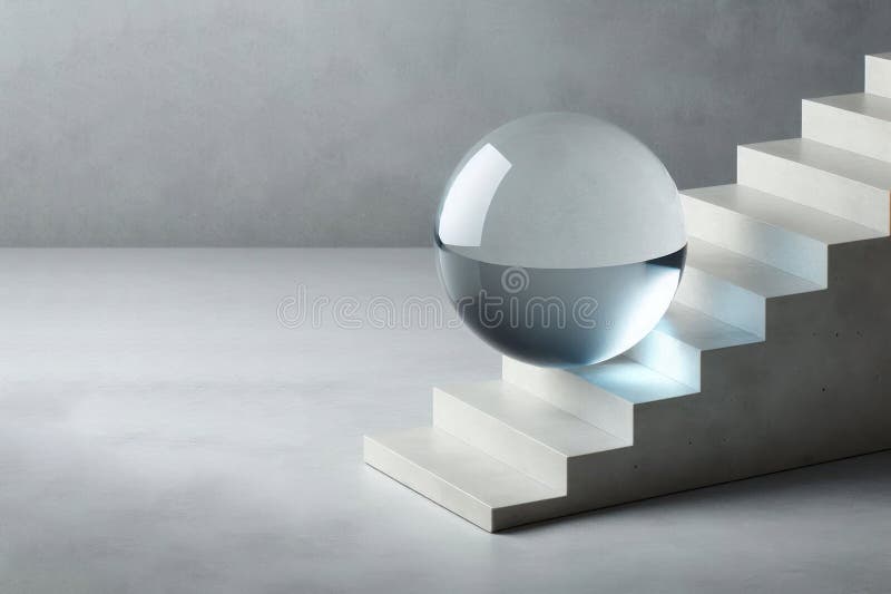 A Glass Ball on the Stairs. Space for Text. Stock Photo - Image of ...