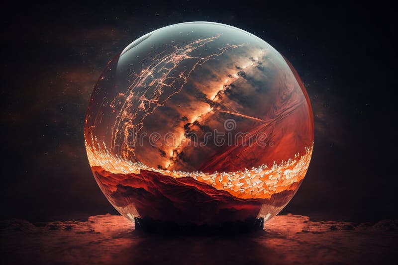 Crystal Ball in the Glass. Created with AI Technology Stock ...