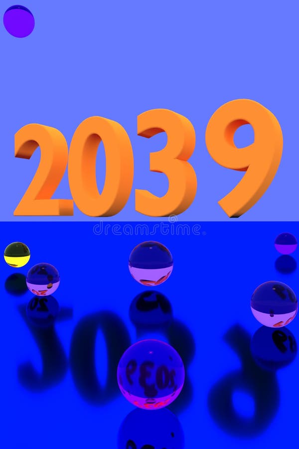 Glass Balls on Reflective Surface and the Year 2039 Stock Illustration ...