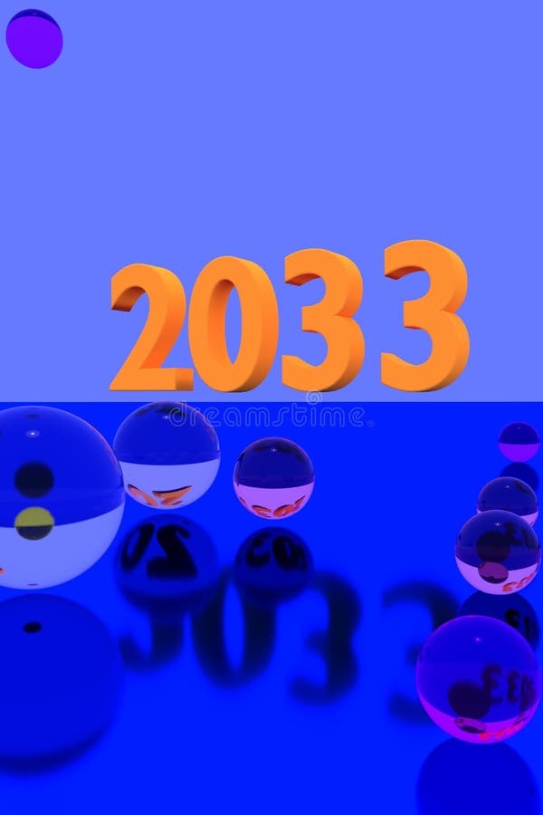 Glass Balls on Reflective Surface and the Year 2033 Stock Illustration ...