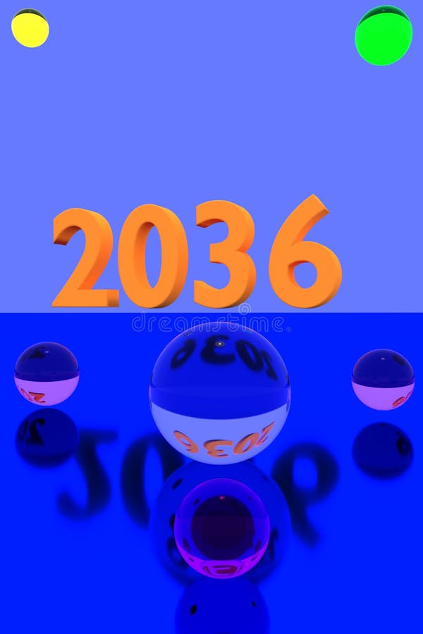 Glass Balls on Reflective Surface and the Year 2036 Stock Illustration ...