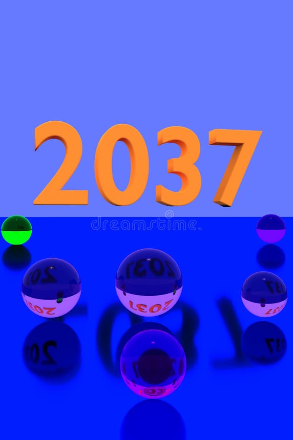 Glass Balls on Reflective Surface and the Year 2037 Stock Illustration ...