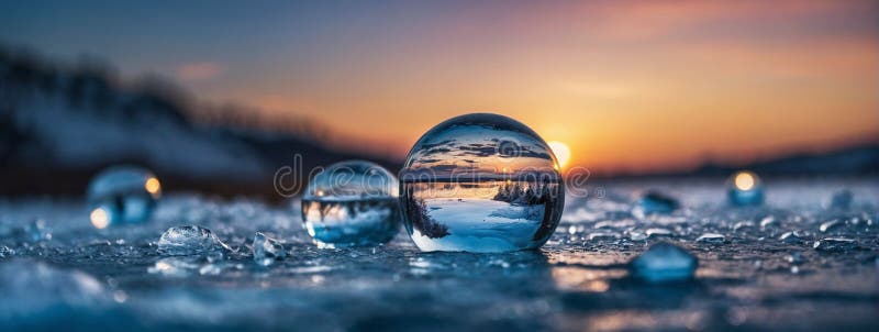 Glass Balls on Snow-Covered Ground Stock Illustration - Illustration of ...