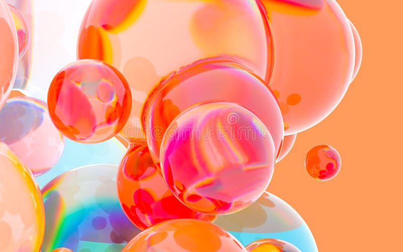 Glass Balls with Vivid Colors, 3d Rendering Stock Illustration ...