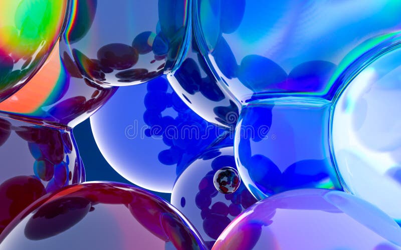 Glass Balls with Vivid Colors, 3d Rendering Stock Illustration ...