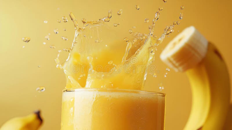 A Glass of Banana Juice with a Beautiful Splash Stock Illustration ...