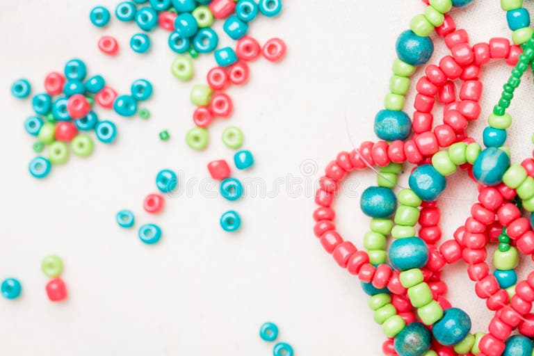 Glass Beads and Thread Beads Stock Photo - Image of close, necklace ...