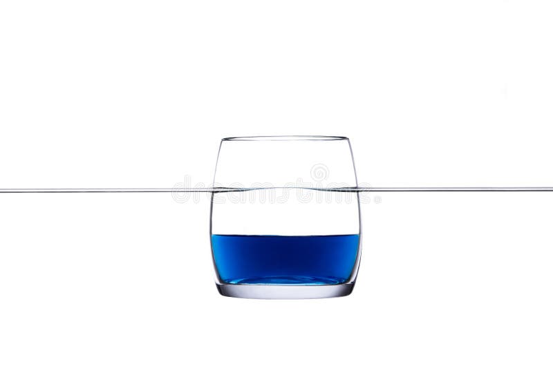 Glass Beaker with Blue Liquid Water Surface. Stock Photo - Image of ...