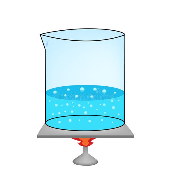 Glass Beaker with Boiling Water Stock Vector - Illustration of fire ...
