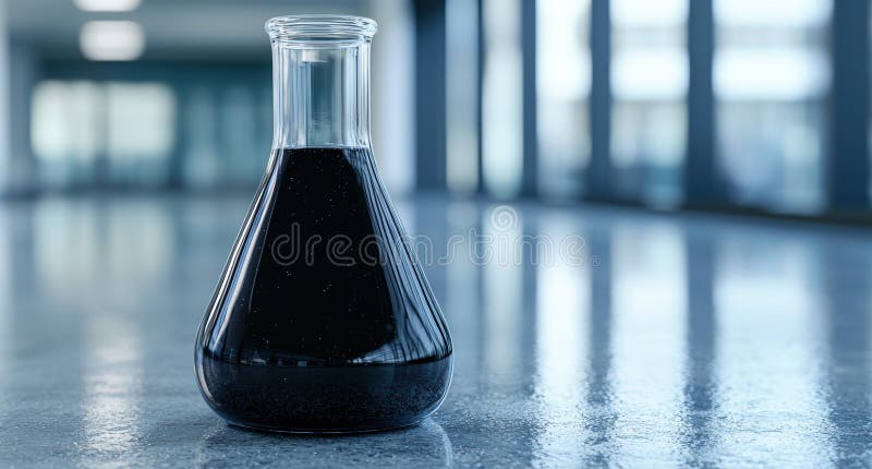 Glass Beaker with Dark Liquid Stock Illustration - Illustration of ...