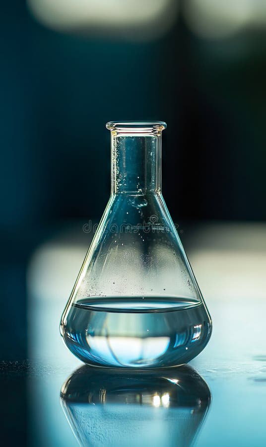 A Glass Beaker Filled with Water Sitting on Top of a Table Stock Photo ...