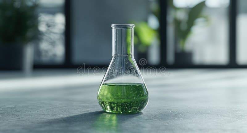 Glass Beaker with Green Liquid Stock Illustration - Illustration of ...