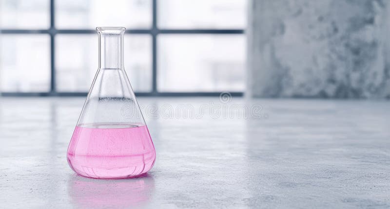 Glass Beaker with Pink Liquid on a Marble Surface Stock Illustration ...
