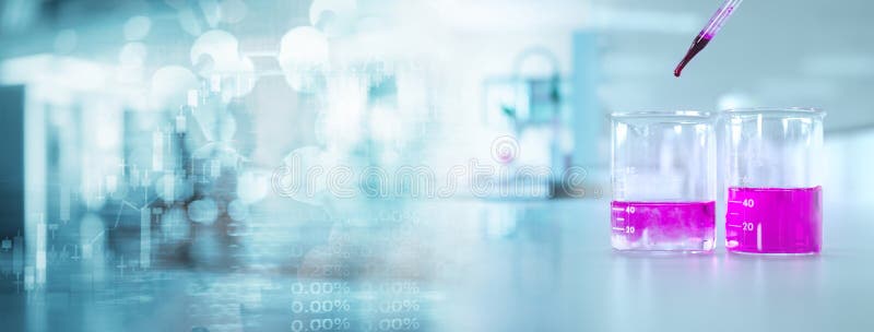 Glass Beaker with Pink Solution with Soft Information and Chemistry ...