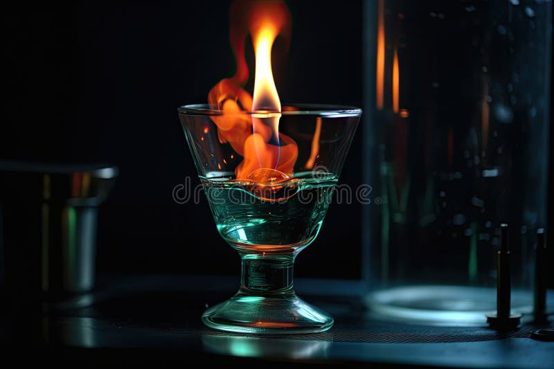 Glass Beaker Rising from the Flames of a Bunsen Burner Stock ...