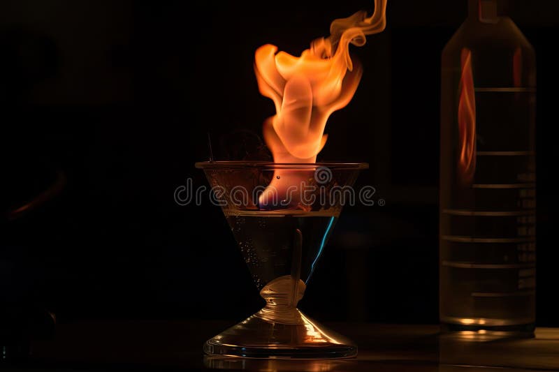 Glass Beaker Rising from the Flames of a Bunsen Burner Stock ...