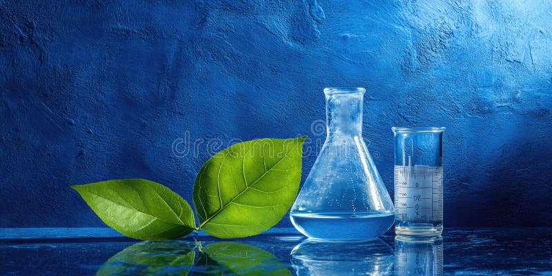 Glass Beakers on Table stock image. Image of healthcare - 378153975