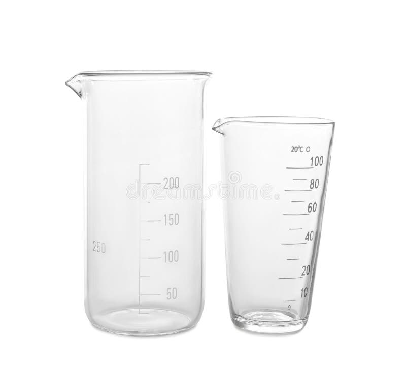 Glass Beakers with Water on White Background Stock Image - Image of ...