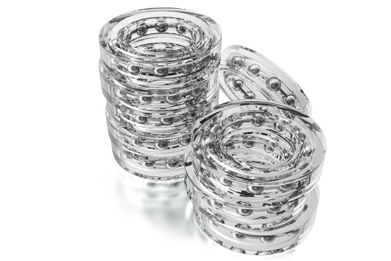 Glass Bearings on a White Background from Different Point of View, 3d ...
