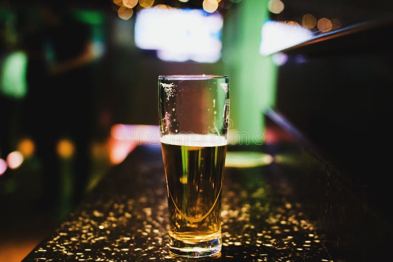 Glass of Beer in Bar, Draft Beer Promo in Pub Stock Image - Image of ...