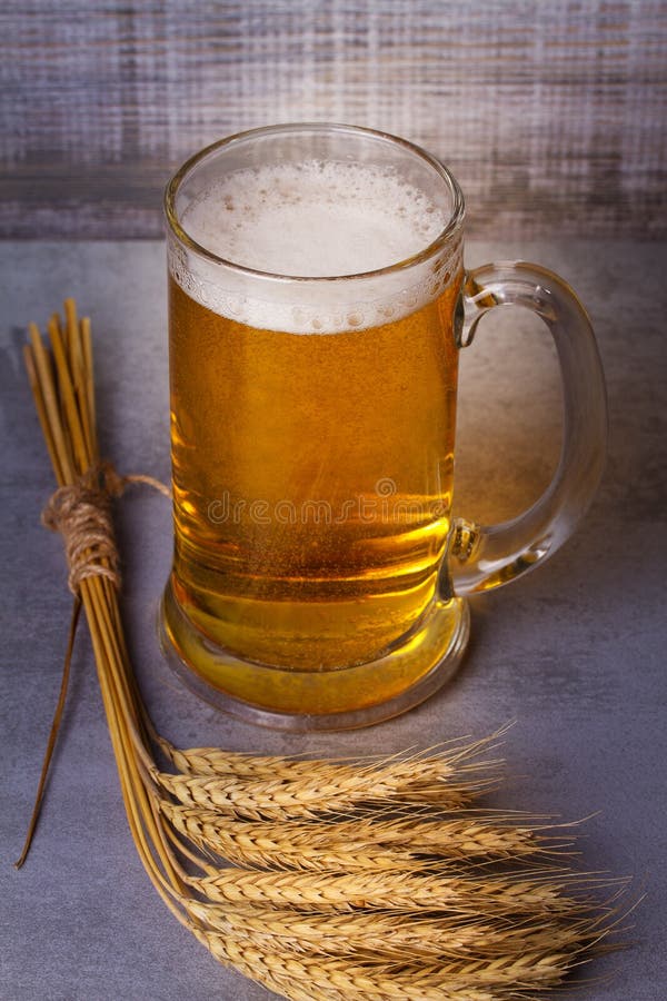 Glass of Beer and Barley Cereal Grain Stock Image - Image of brewery ...