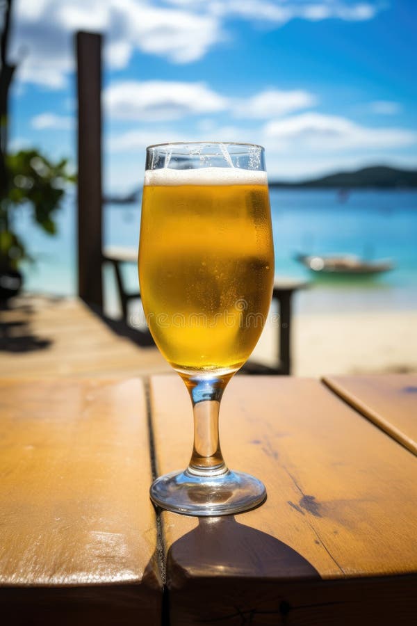 Glass of Beer on the Beach. Australia Beer Concept Stock Illustration ...
