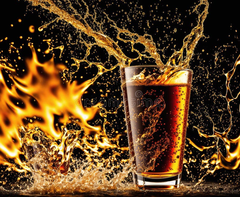 A Glass of Beer Being Poured into it from a Bottle. Stock Image - Image ...