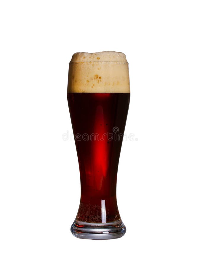 Glass of Beer with Cap of Foam. Glass of Ale Isolated on White ...
