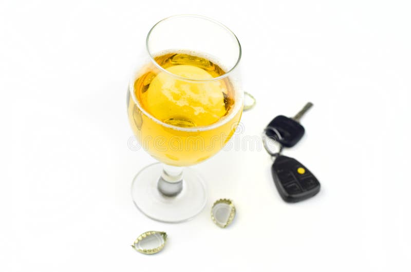 Glass Beer and Car Keys stock image. Image of isolated - 84226219