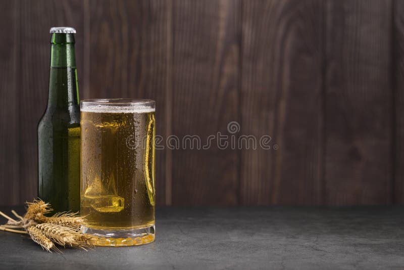 Glass with Beer Copy Space 2. High Quality Beautiful Photo Concept ...
