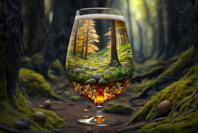 Glass of Beer in Forest Landscape. Generative AI Stock Photo - Image of ...