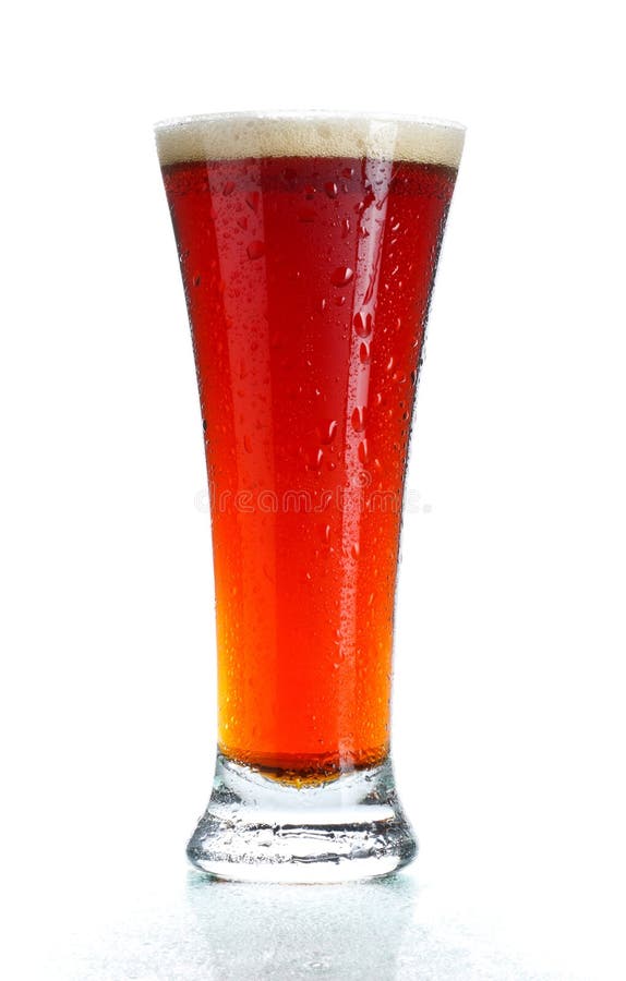 Frosty Glass of Red Beer Isolated on a White Stock Image - Image of ...