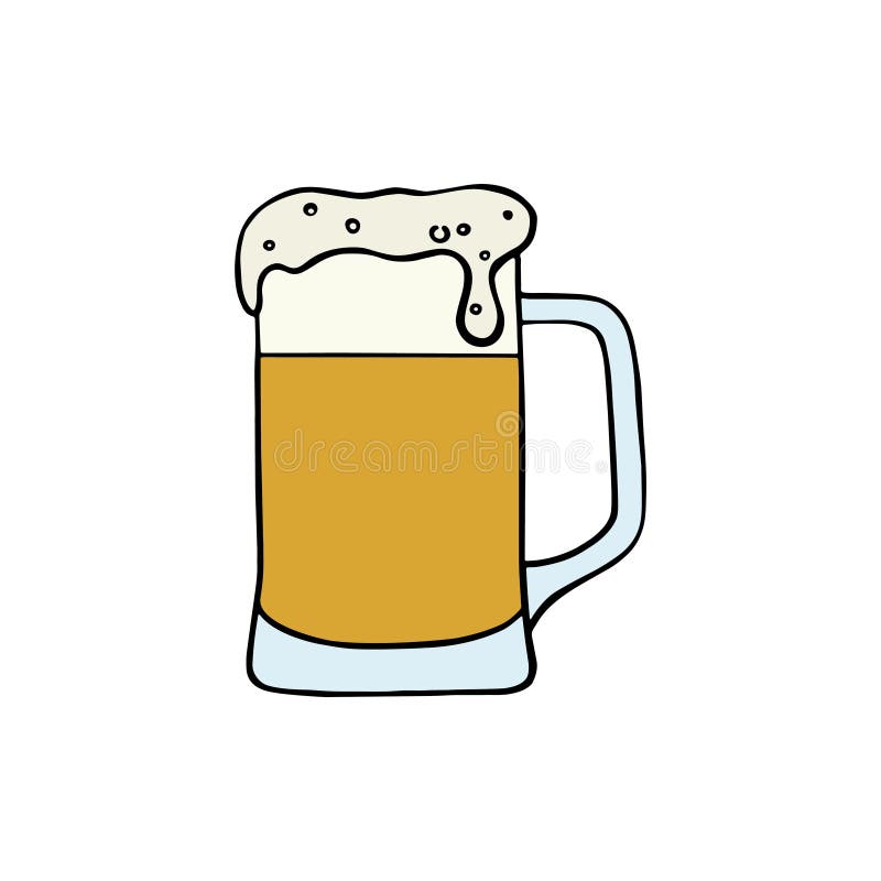 Glass of Beer Isolated on White Background, Hand-drawing Oktoberfest ...