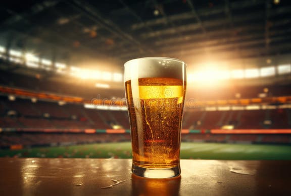 A Glass of Beer is Pictured with an Arena Stock Image - Image of ...