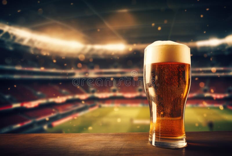 A Glass of Beer is Pictured with an Arena Stock Image - Image of ...