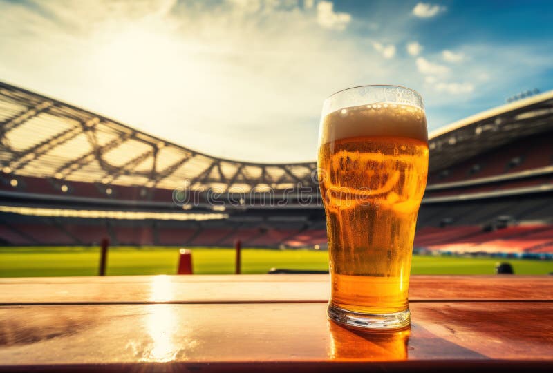 A Glass of Beer is Pictured with an Arena Stock Photo - Image of ...