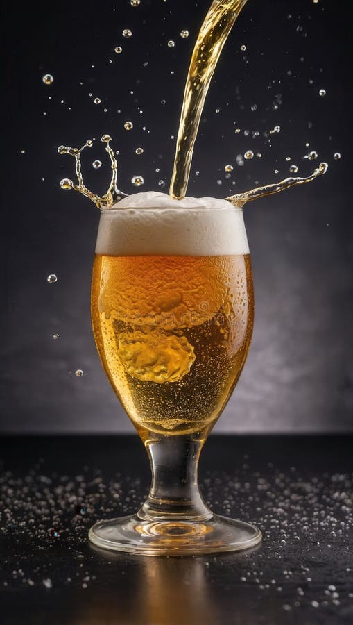 A Glass of Beer is Poured into a Glass Stock Illustration ...