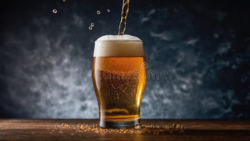 A Glass of Beer is Poured into a Glass Stock Illustration ...
