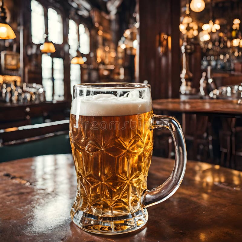 Glass of beer in the pub stock illustration. Illustration of glass ...