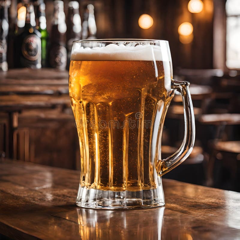 Glass of beer in the pub stock illustration. Illustration of beverage ...