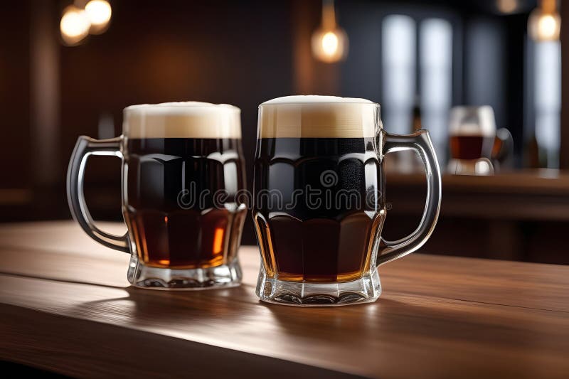 Glass of Beer on Table. Generative AI Stock Illustration - Illustration ...