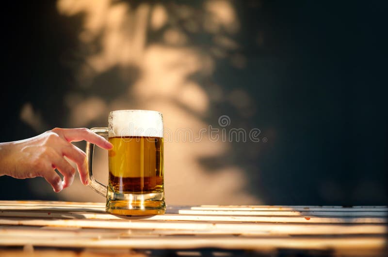 Beer Mug on Table in Cafe Garden Stock Photo - Image of tradition ...