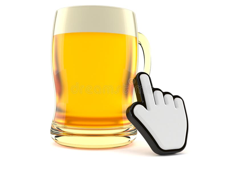 Glass of Beer with Web Cursor Stock Illustration - Illustration of ...